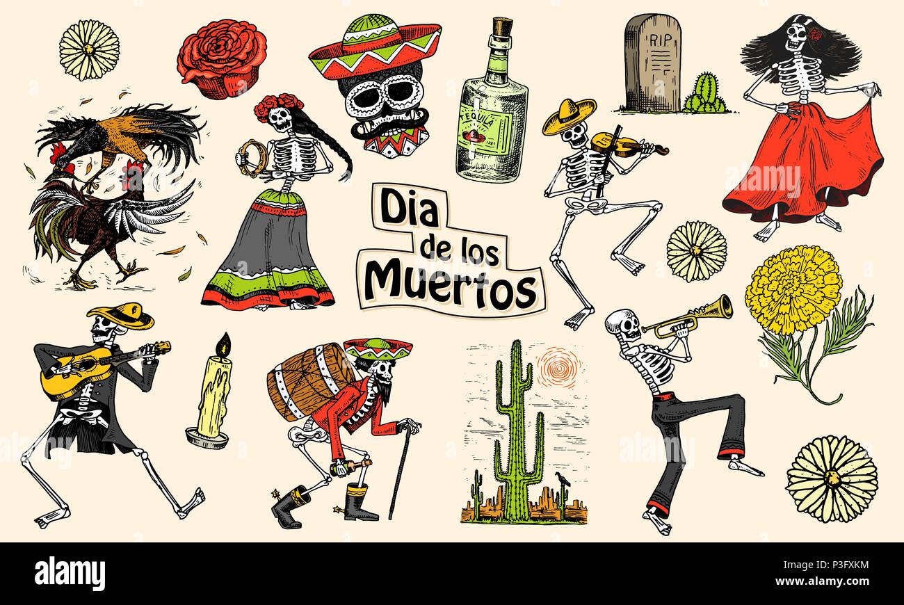 Day of the dead. Mexican national holiday. Original inscription in ...