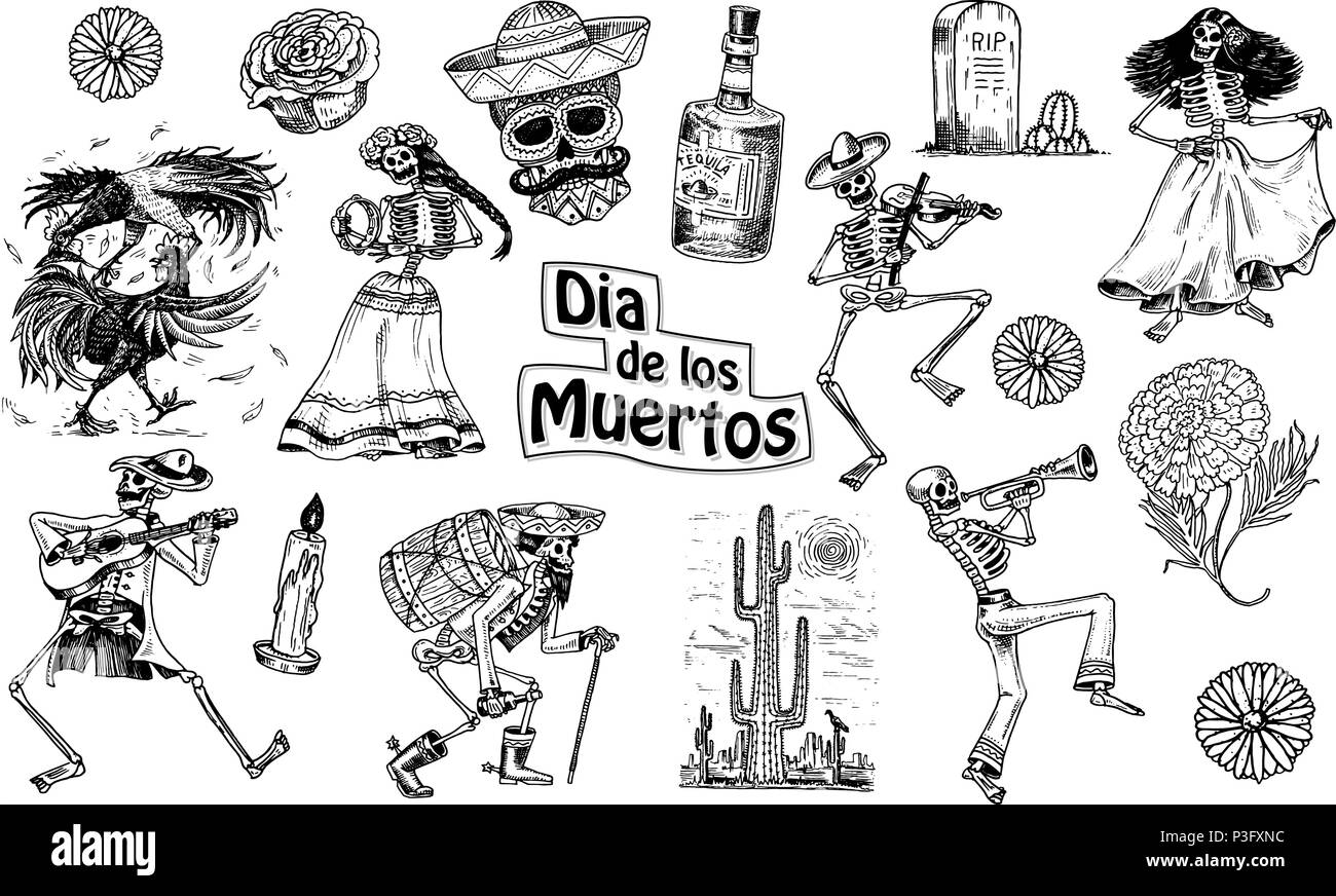 Day of the dead. Mexican national holiday. Original inscription in ...