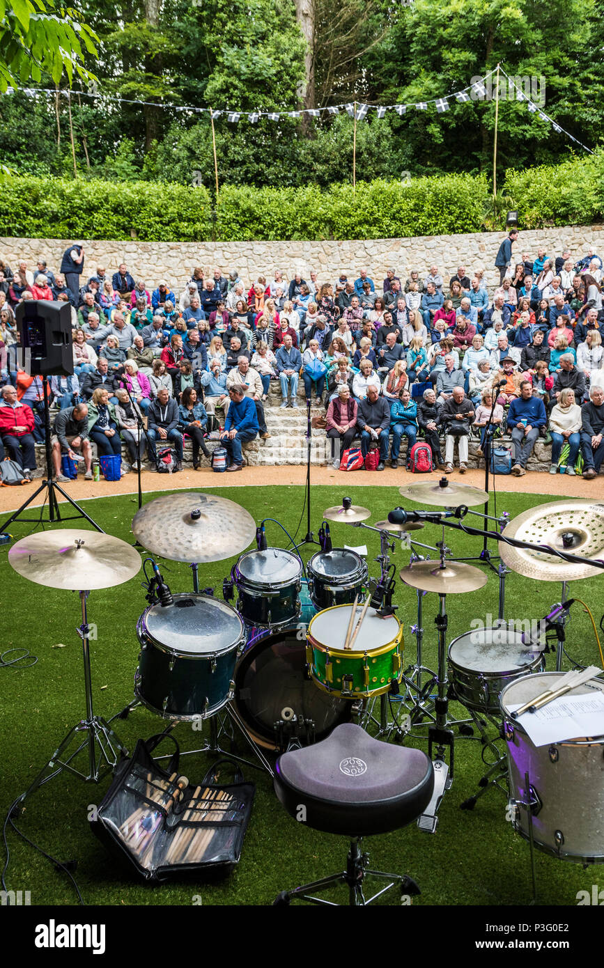 Audience waiting for a musical performance to begin at Trebah Garden ...