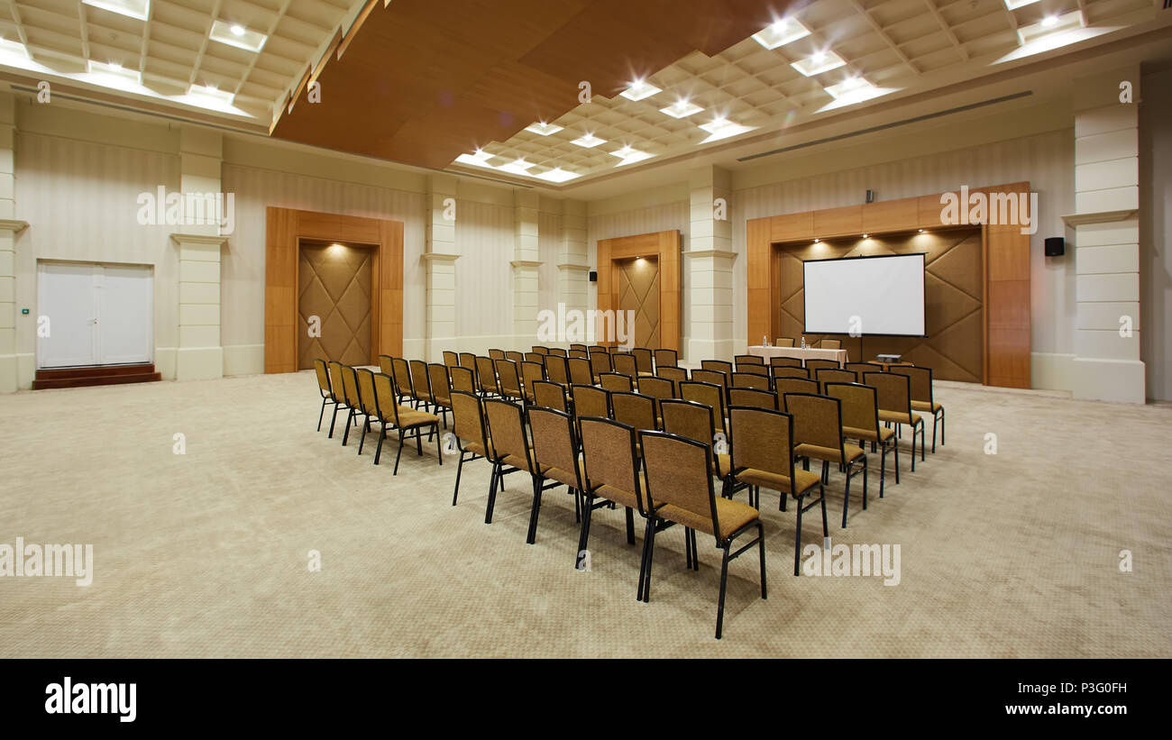 Empty interior of conference hall Stock Photo - Alamy