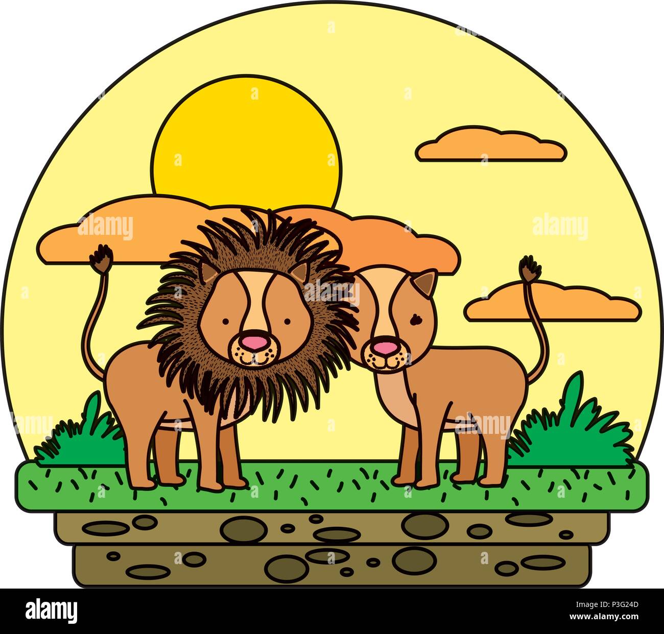 Lion couple Stock Vector Images - Alamy