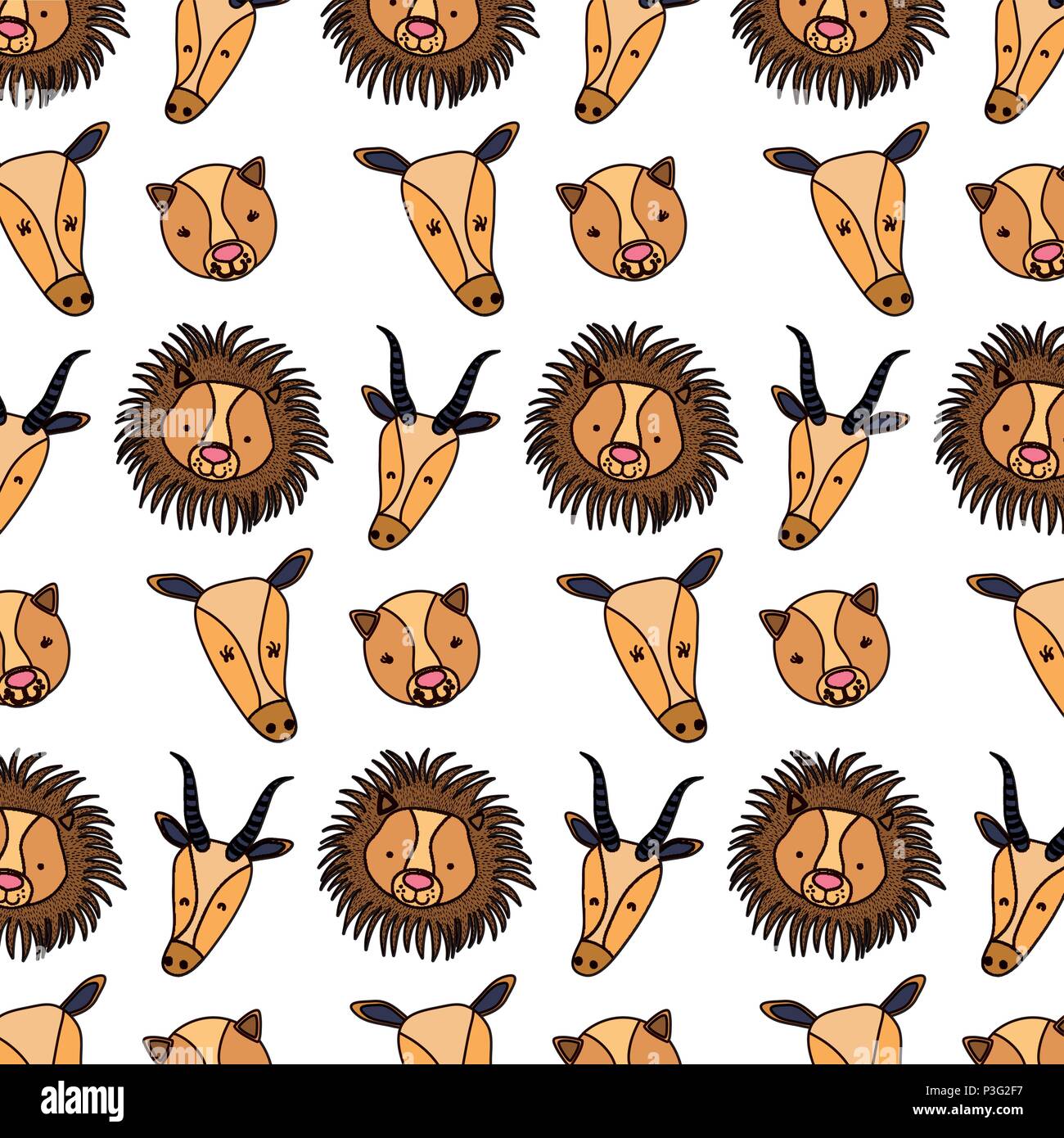 color cute head wild animals background Stock Vector Image & Art - Alamy