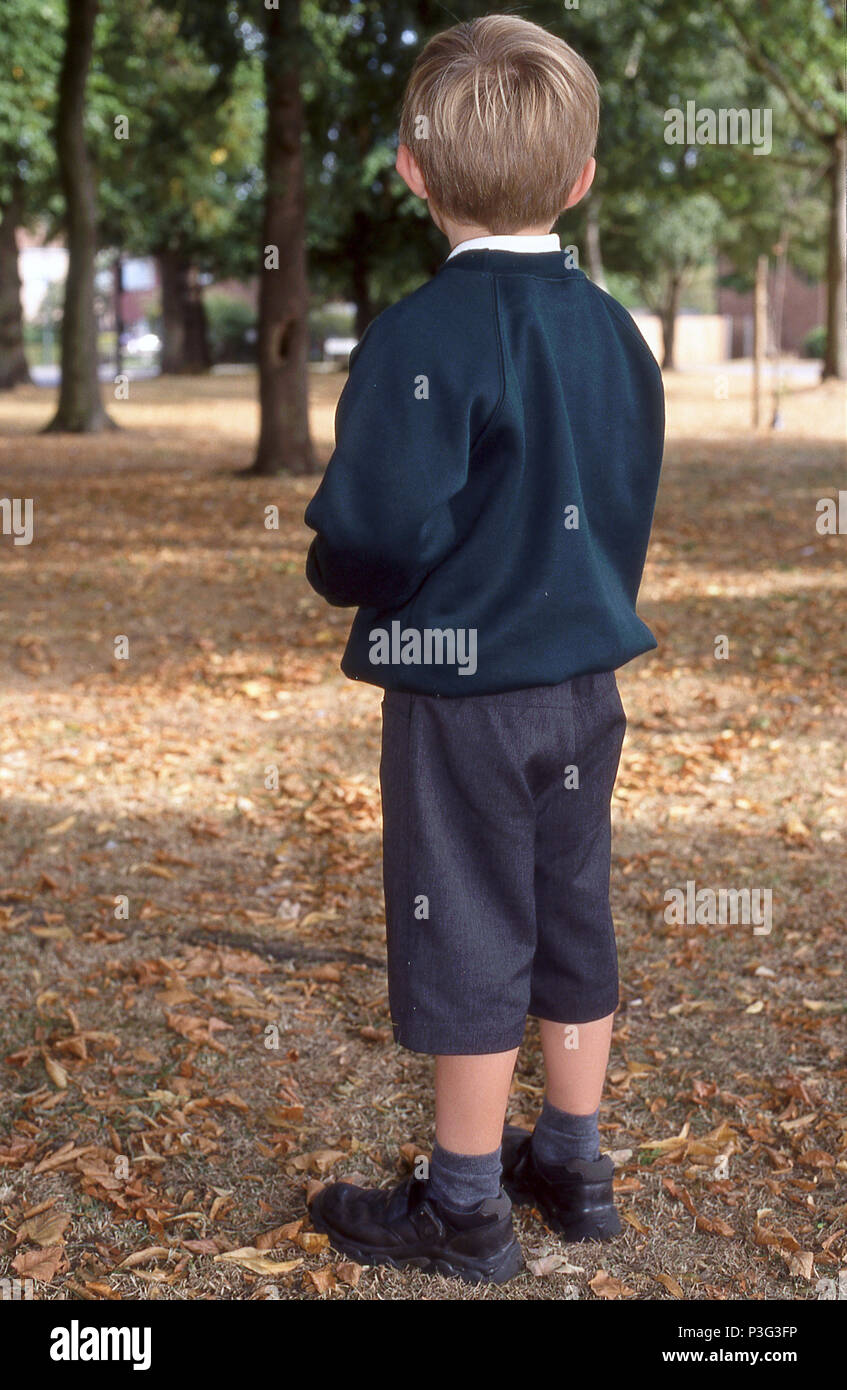 Toddler in school uniform, back view Stock Photo - Alamy