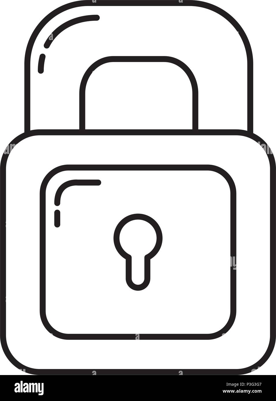 Line Security Padlock Object And Protect Element Stock Vector Image And Art Alamy