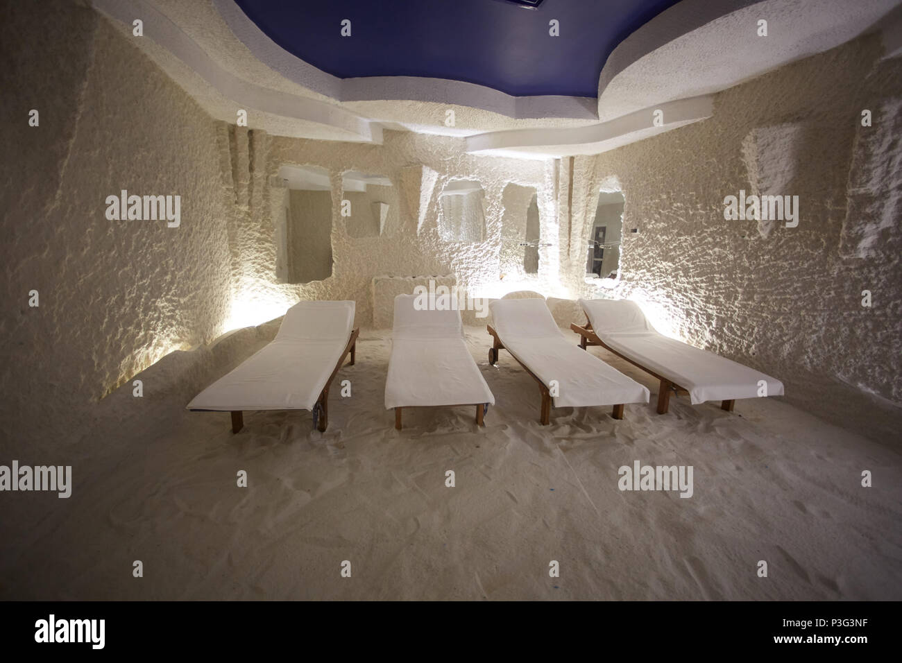 Salt room. Halotherapy for treatment of respiratory diseases Stock ...