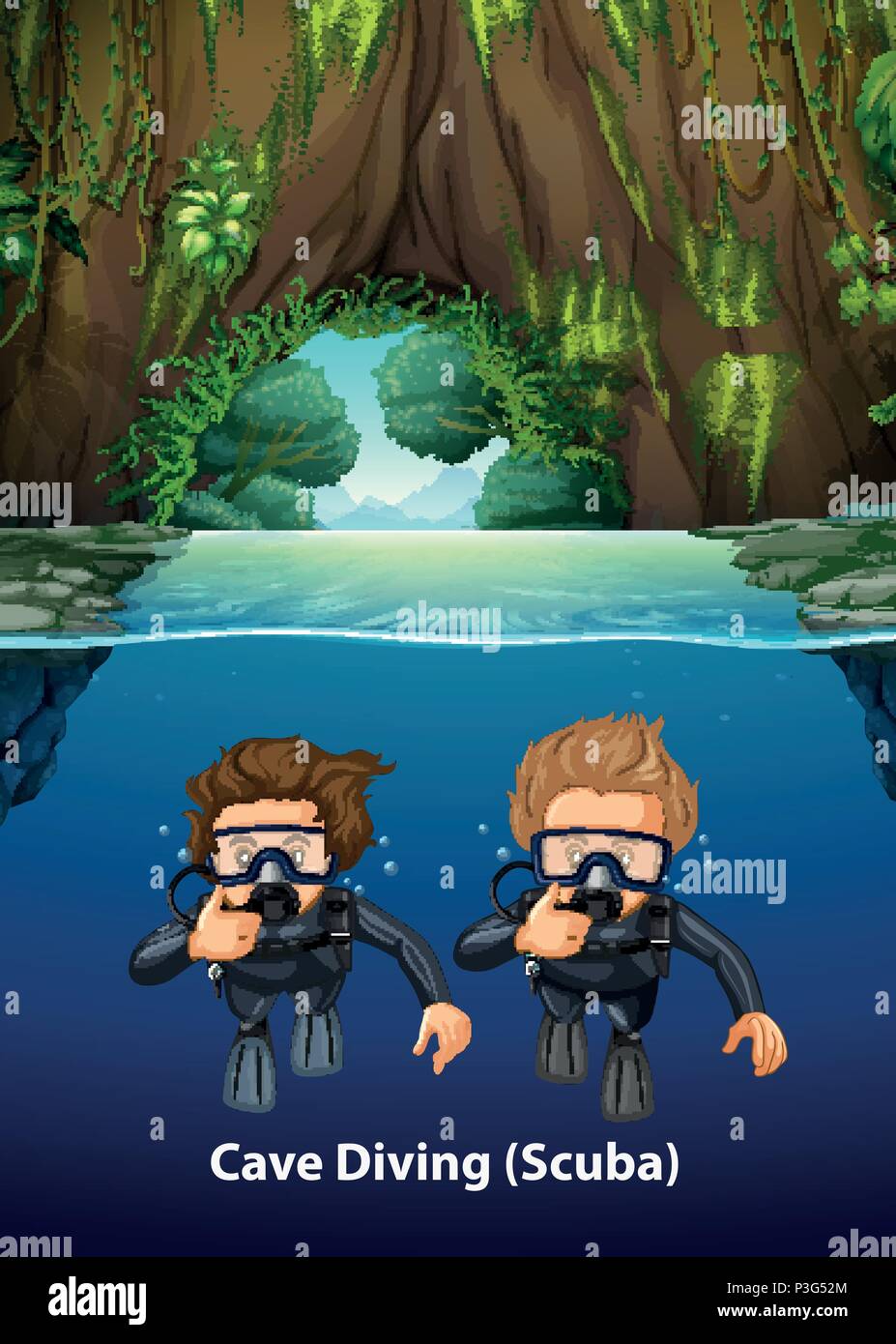 Cave under water Stock Vector Images - Alamy