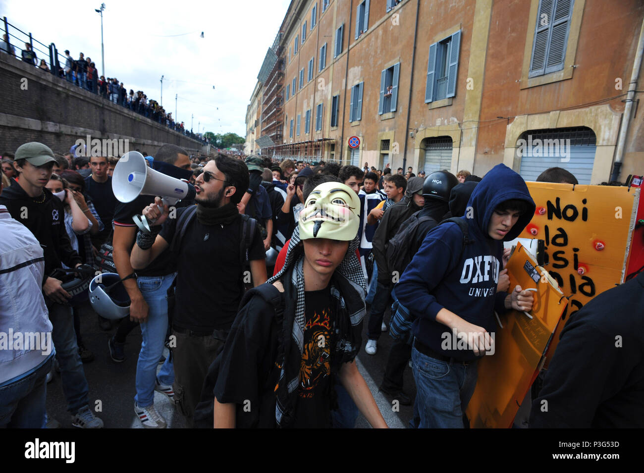 Rome. Students protest against government policies. Italy Stock Photo ...