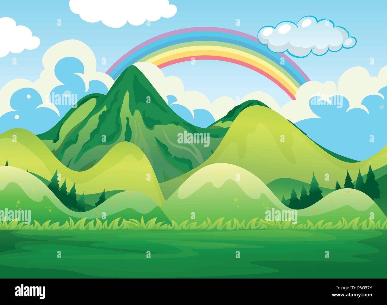 Nature Landscape and Rainbow illustration Stock Vector Image & Art - Alamy