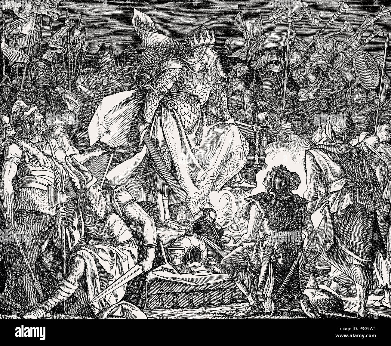 Attila the Hun after the Battle of the Catalaunian Plains, on June 20 ...