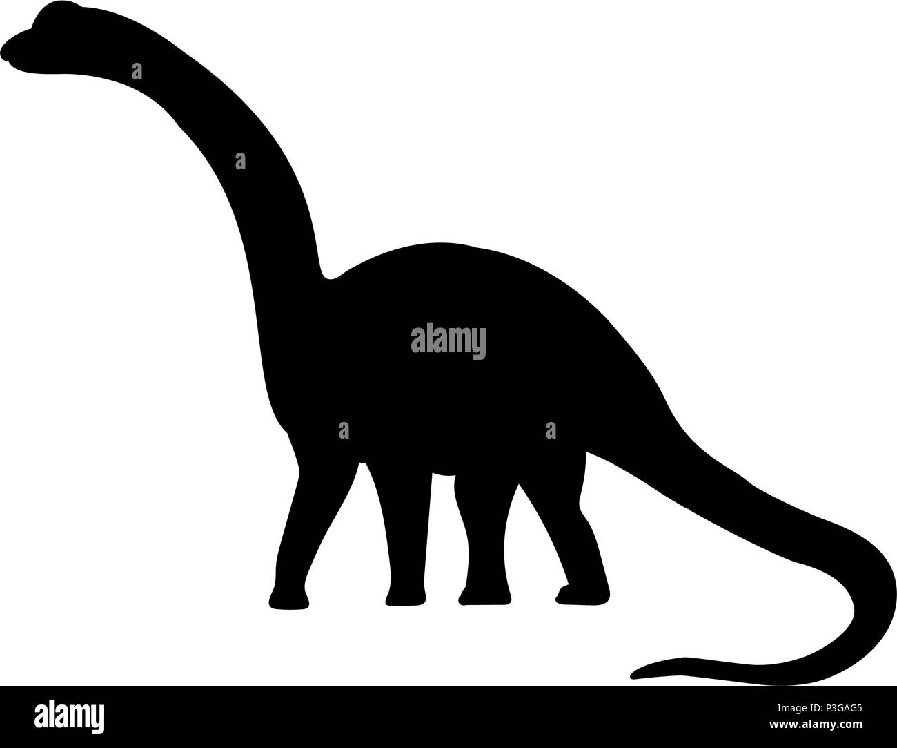 Silhouette Brachiosaurus dinosaur jurassic prehistoric animal. Vector ...