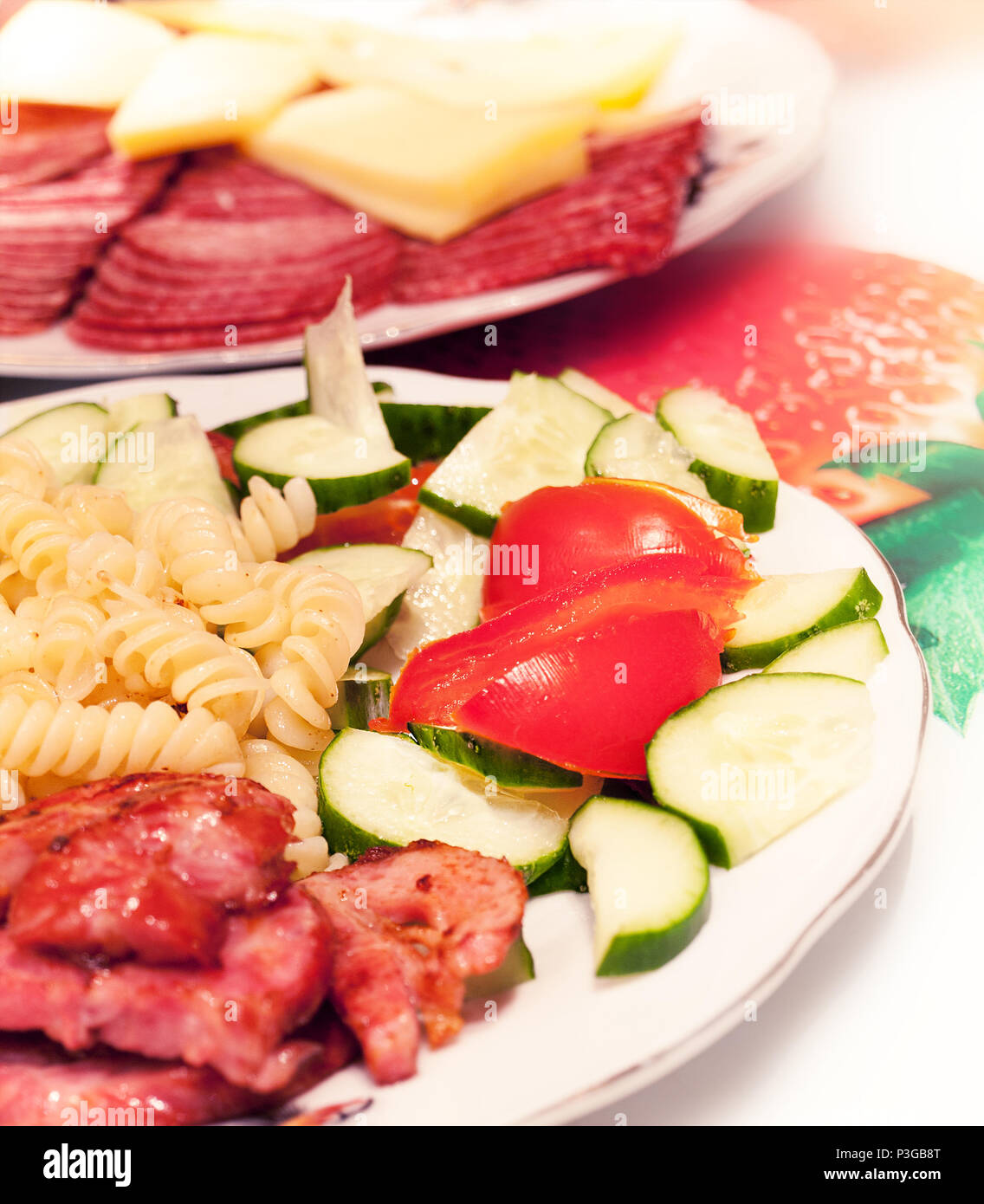 dinner meals on plates Stock Photo - Alamy