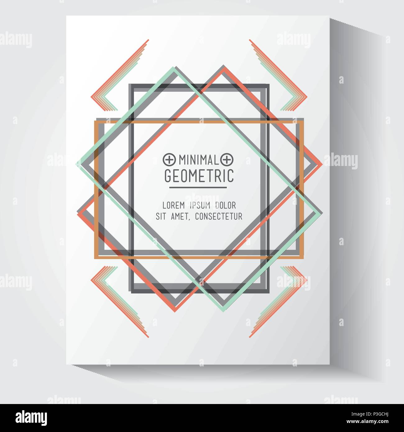 minimal geometric template with wooden background vector illustration ...