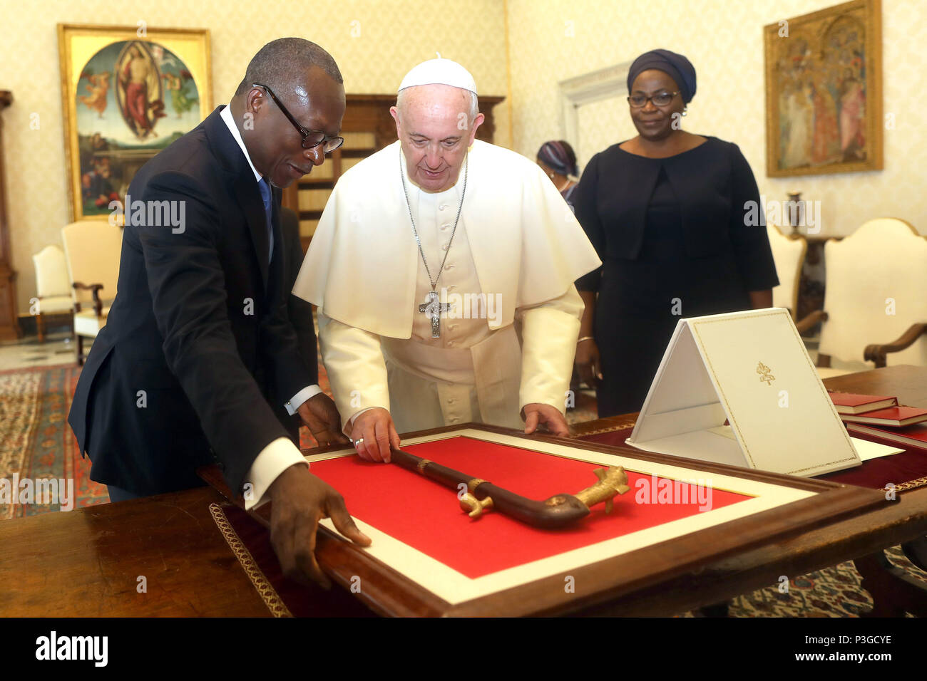 Pope Francis meets with Benin's President Patrice Talon during a ...