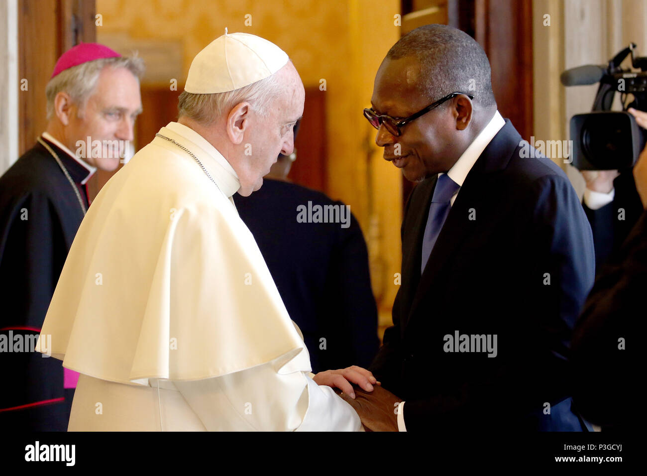 Pope Francis meets with Benin's President Patrice Talon during a ...