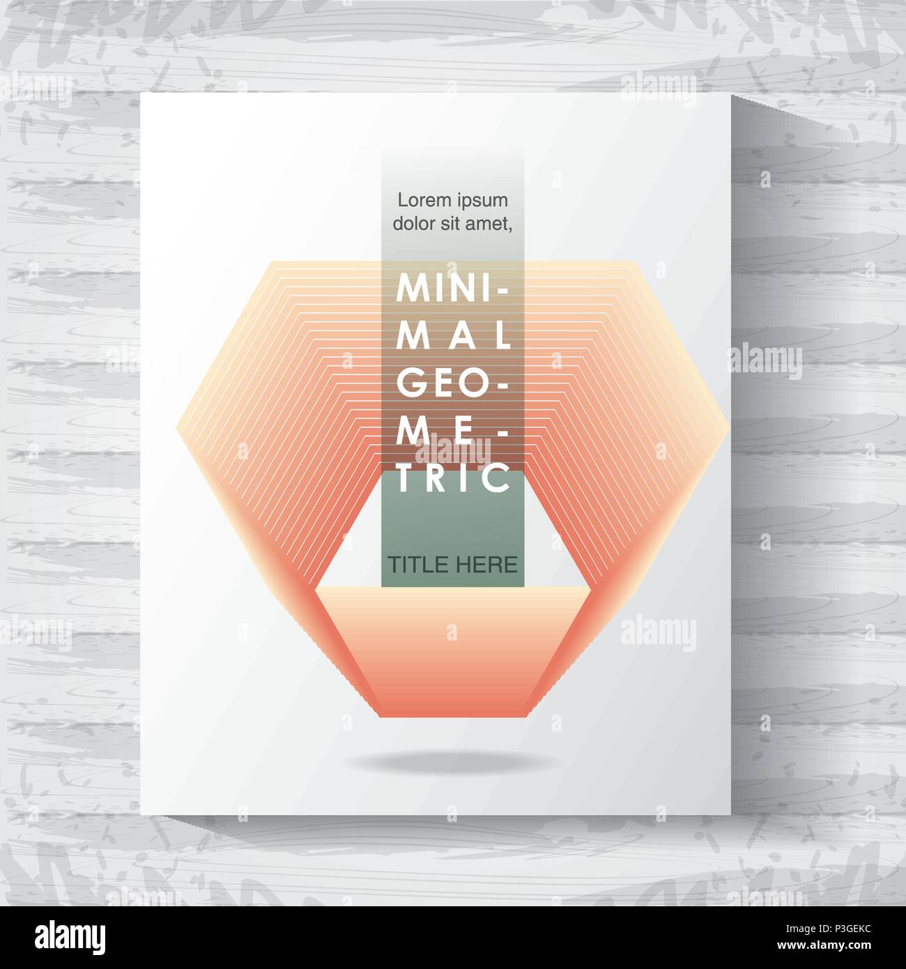 minimal geometric template with wooden background vector illustration ...