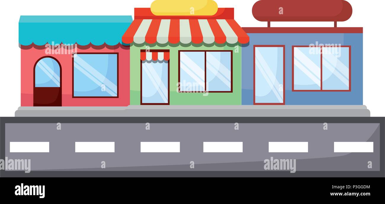 shops on street icon over white background, colorful design. vector ...