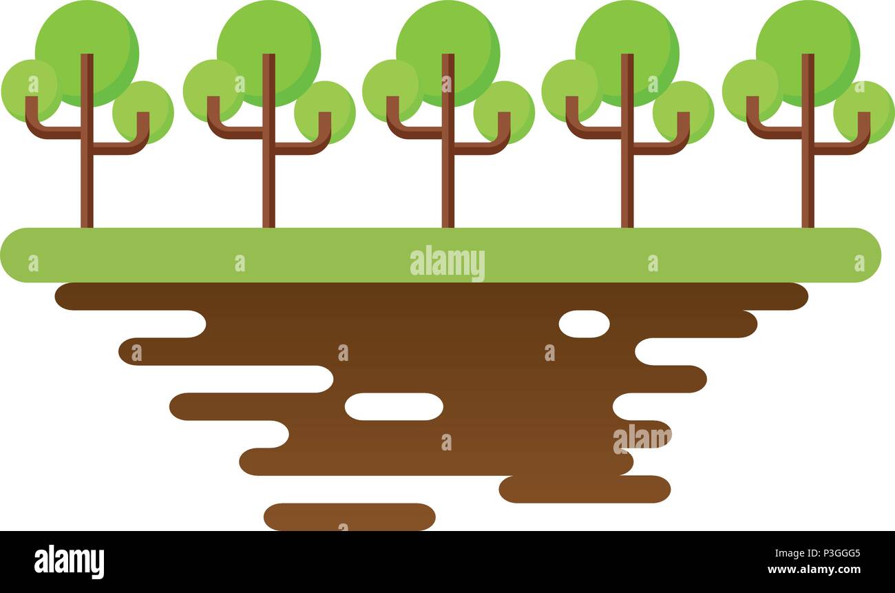 line of trees over white background, colorful design. vector ...