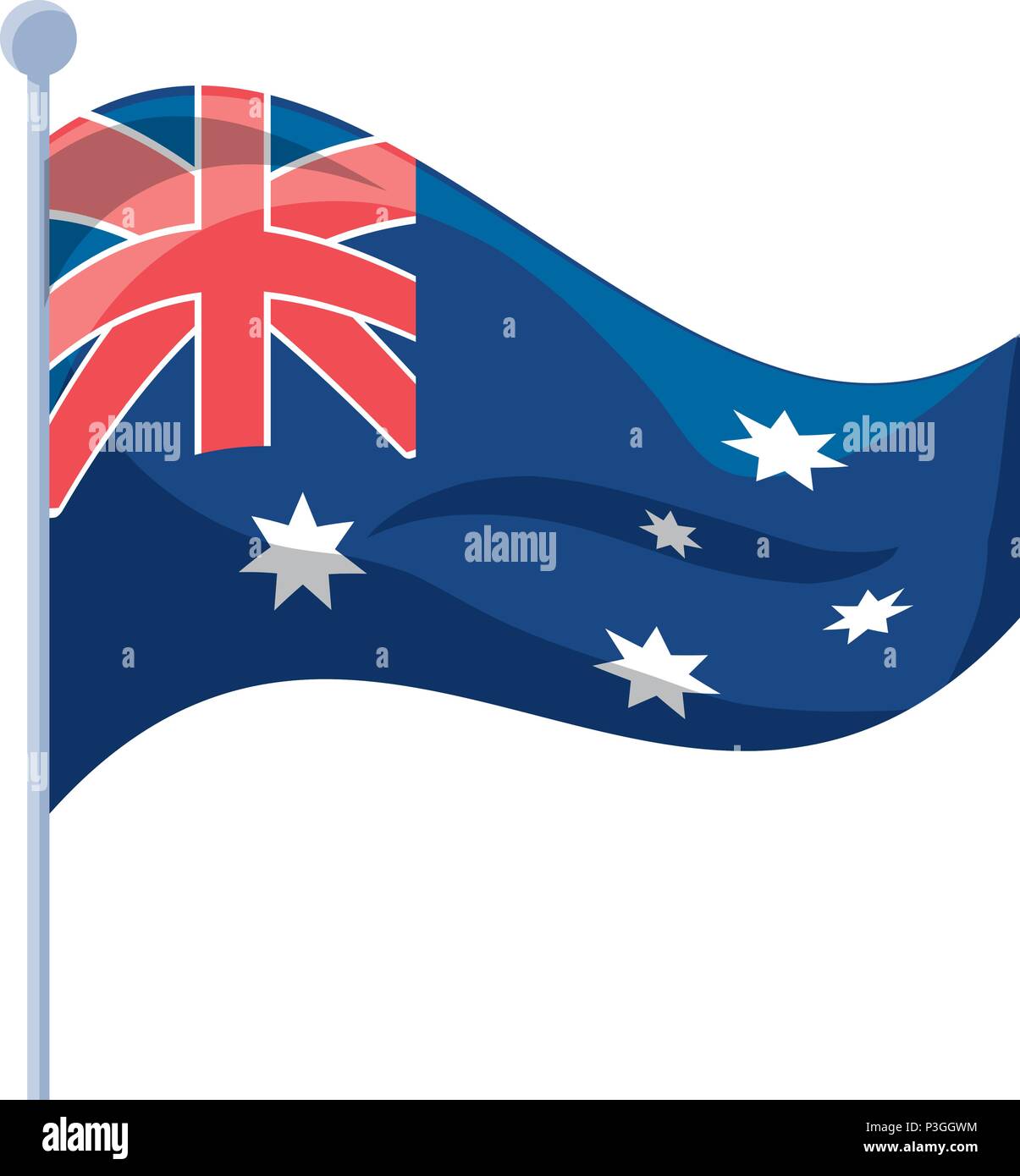 waving australian flag icon over white background, colorful design ...