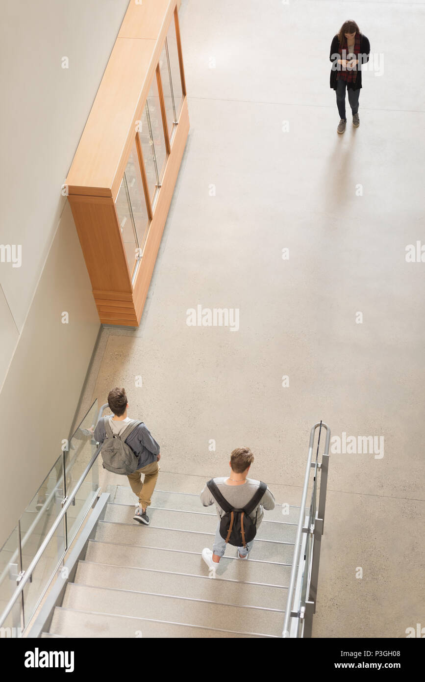 College students walking on staircase Stock Photo - Alamy