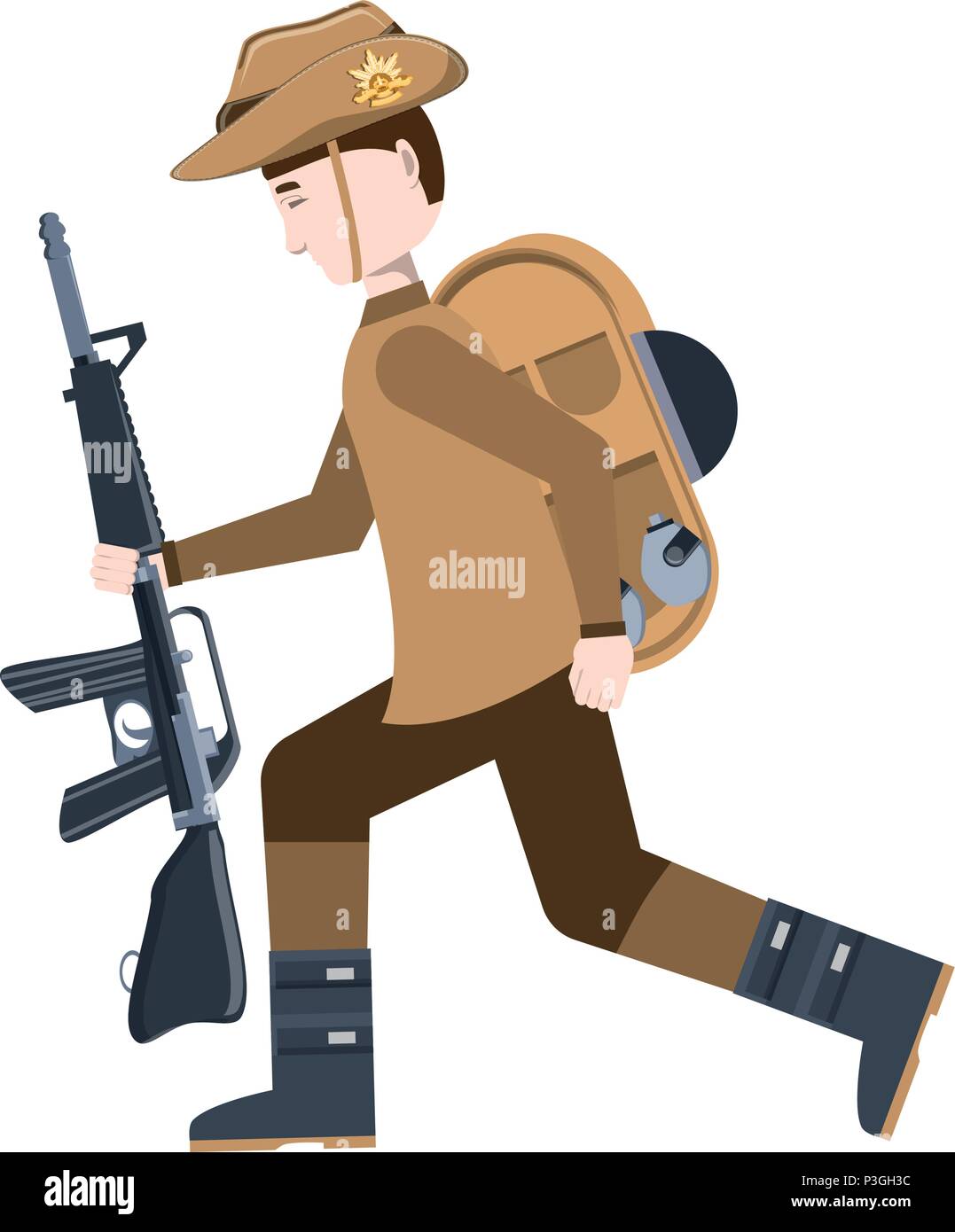 Anzac day design with military soldier with the equipment and weapon ...