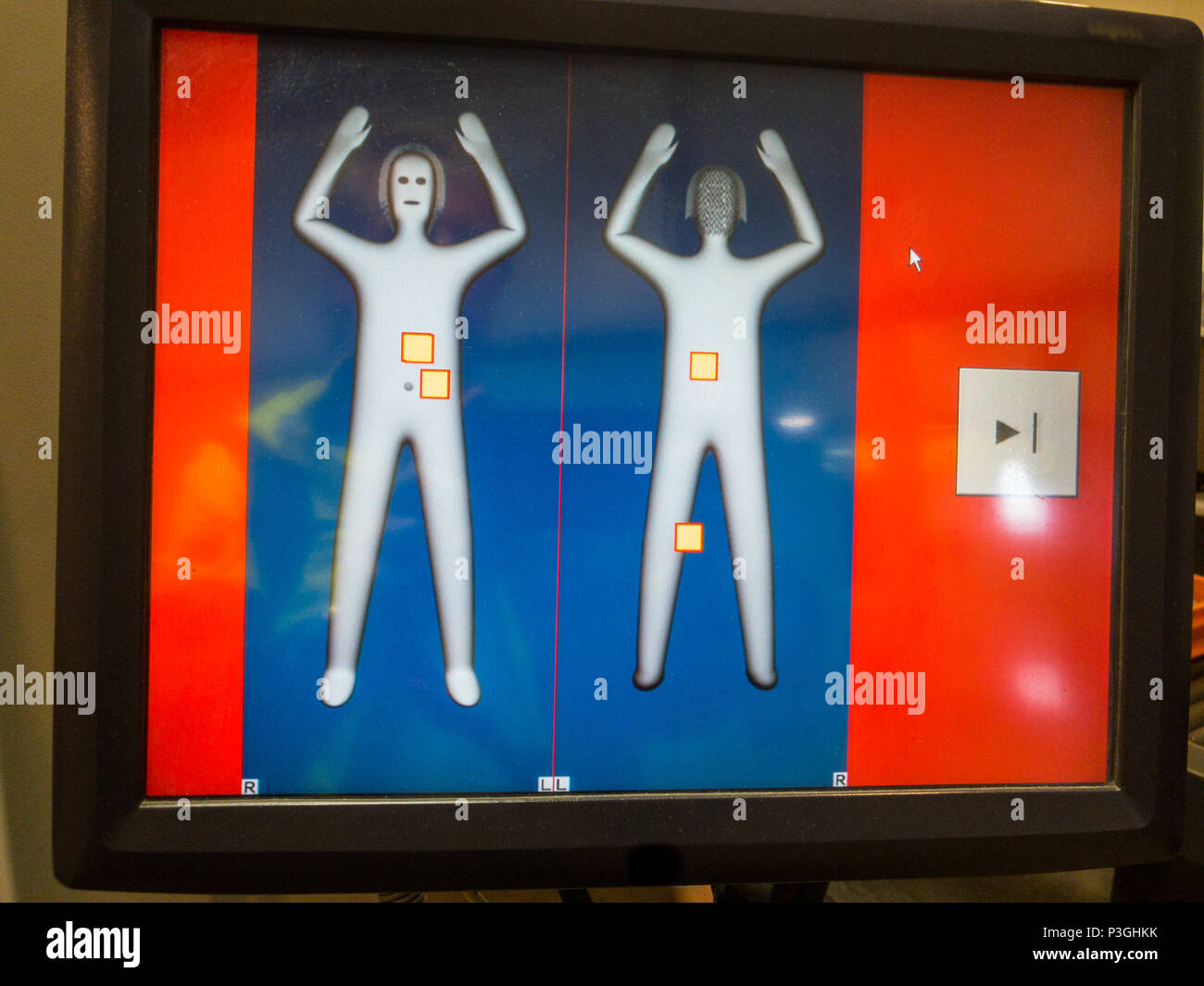 X-ray security check equipment screen with human body Stock Photo - Alamy