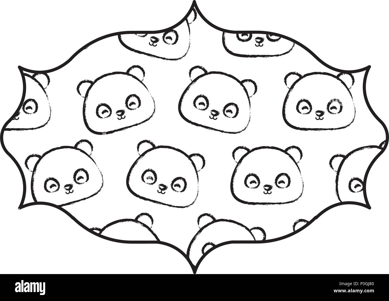 arabic frame with Panda bear pattern over white background, vector ...