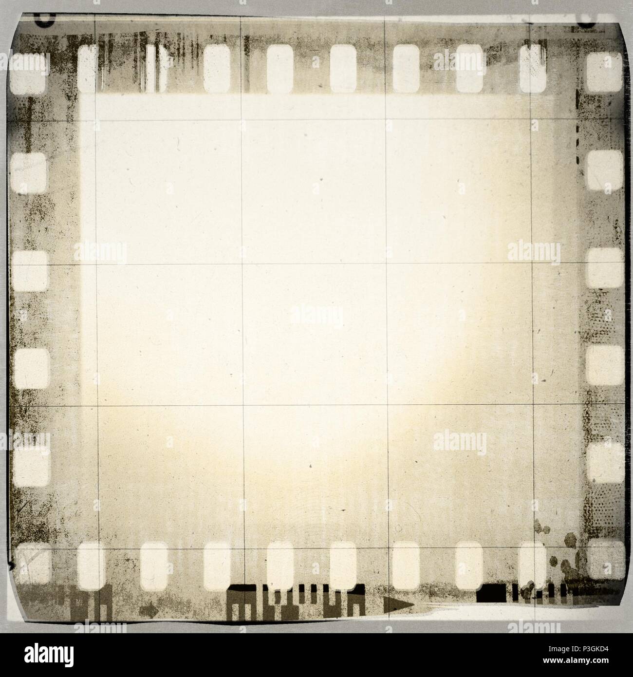 Vintage film strip frame on old and damaged paper background. Sepia ...