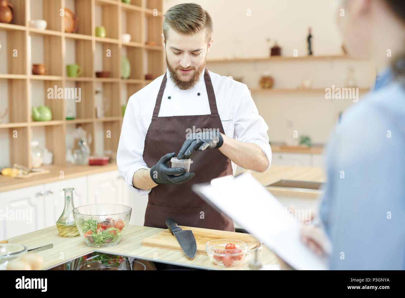Professional Chef Working in Kitchen Stock Photo - Alamy