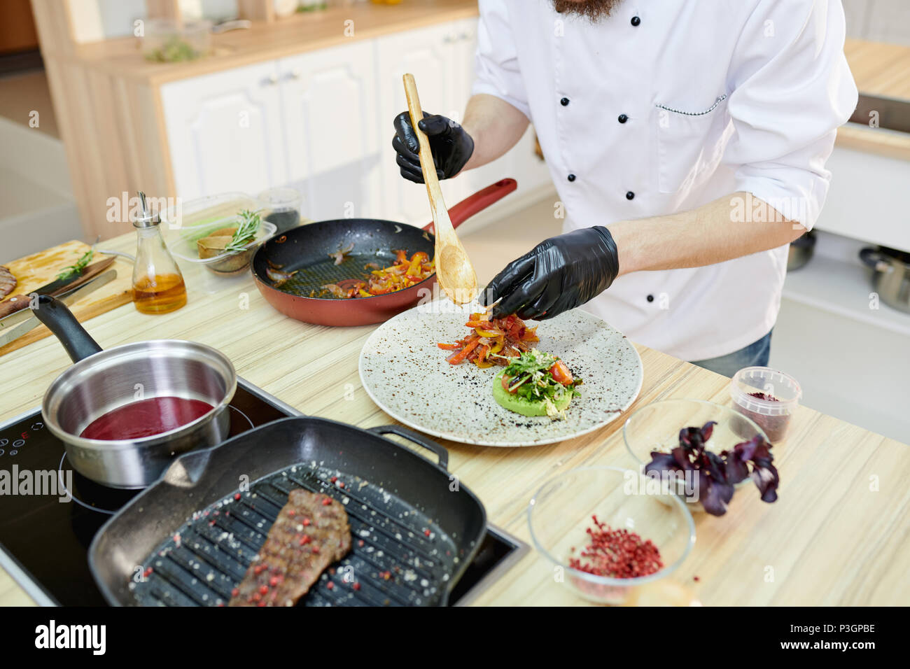 Chef Serving Food Stock Photo - Alamy