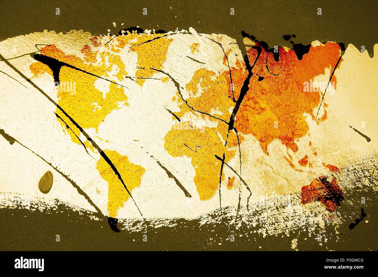 Orange world map hi-res stock photography and images - Alamy