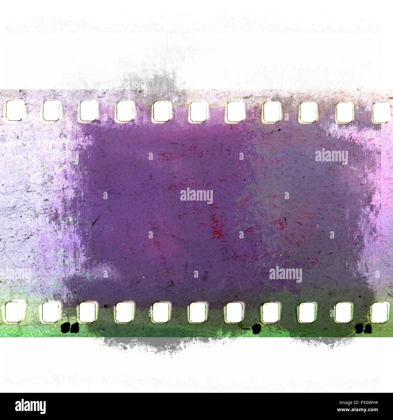 Grunge film strip frame. Plaster textured and purple tones Stock Photo ...