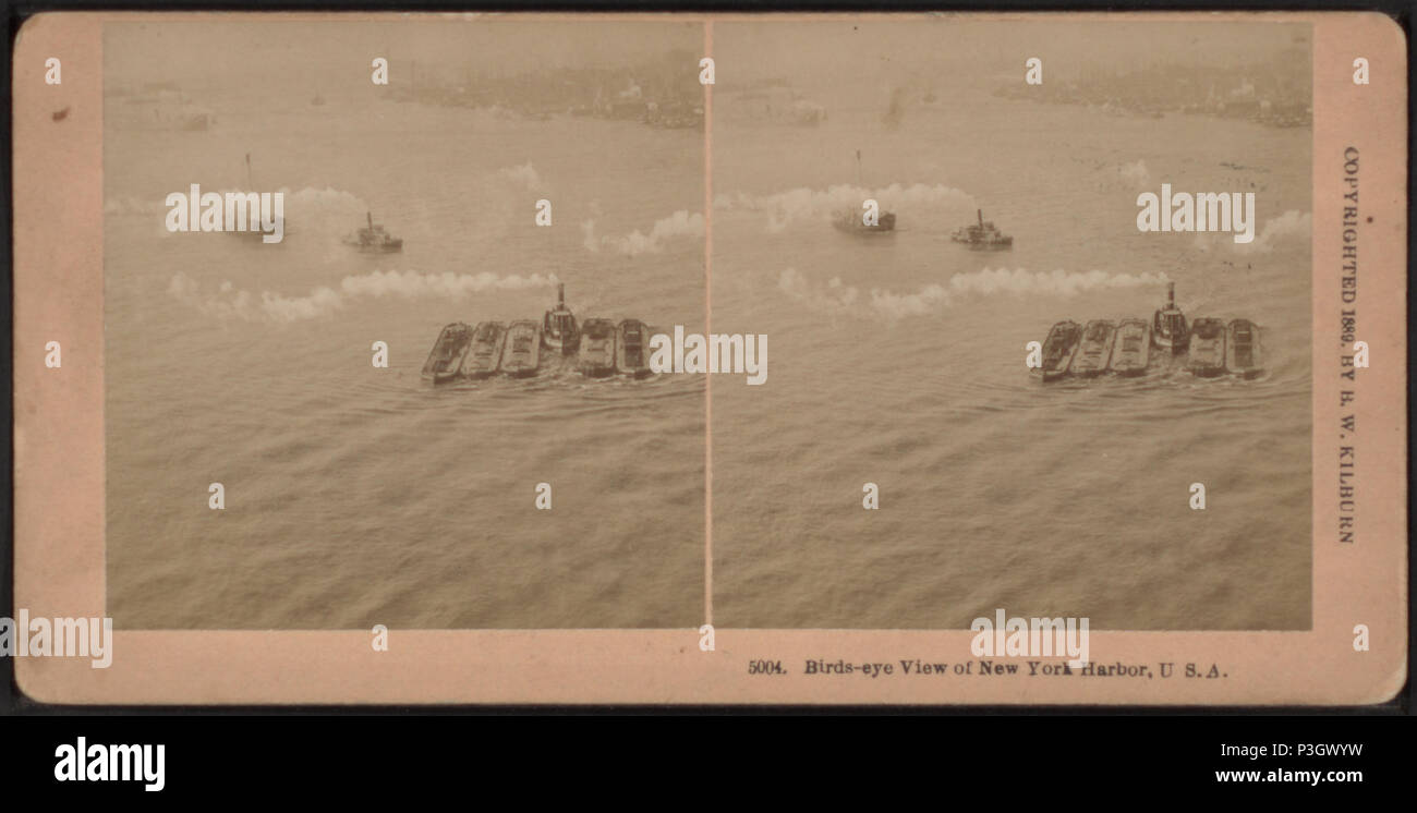 36 Bird's-eye view of New York Harbor, U.S.A, by Kilburn, B. W ...