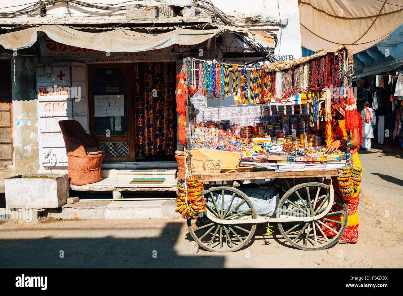 Pushkar, India - December 9, 2017 : Accessory stall at Pushkar old ...