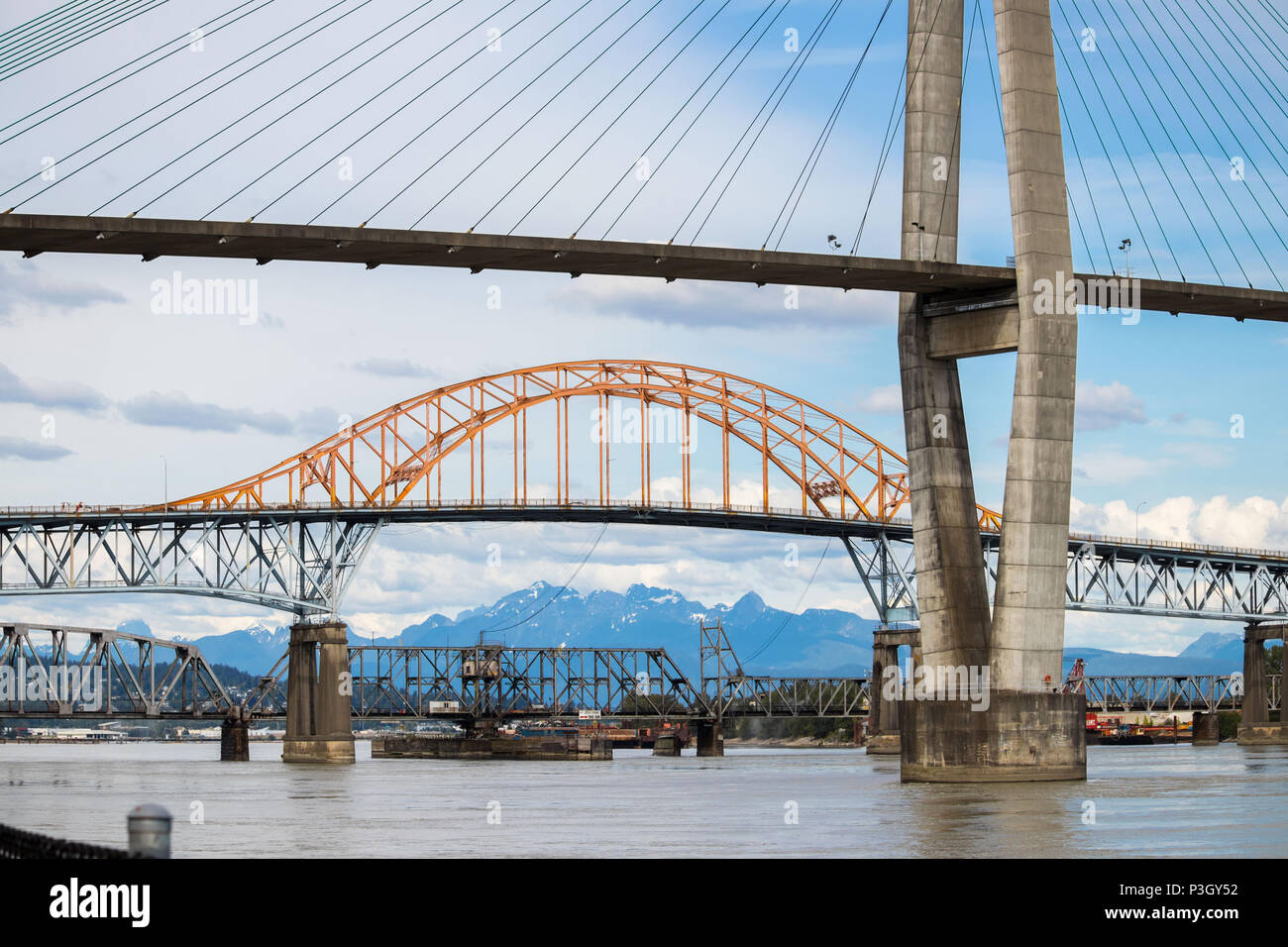 A historic bridge from 1937, Pattullo bridge that cross the Fraser ...