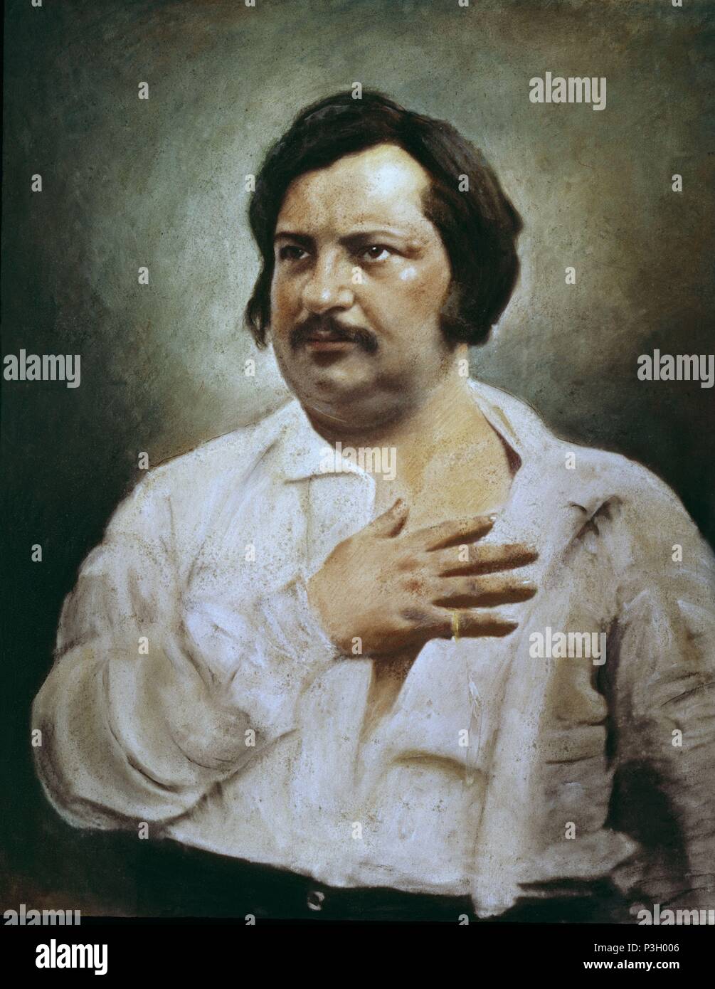 Portrait of Honore de Balzac after a daguerreotype - 19th century - oil ...