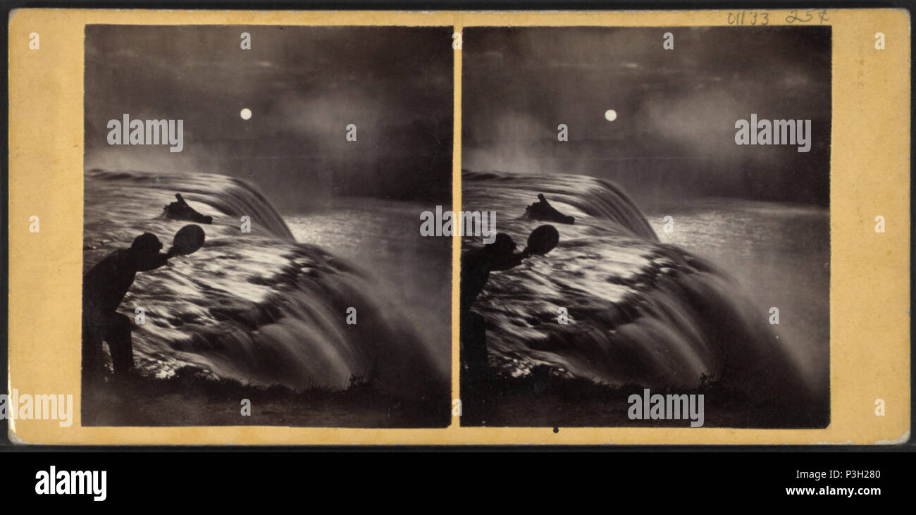 362 View of moonlight and falls, by Barker, George, 1844-1894 Stock ...