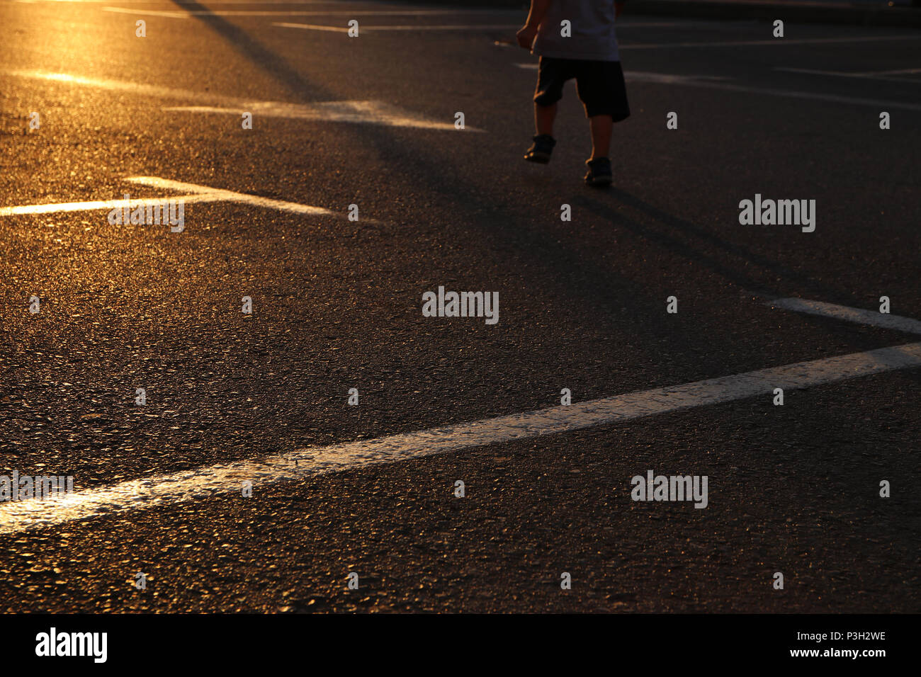 image of empty parking lot during sunset. asphalt background Stock ...