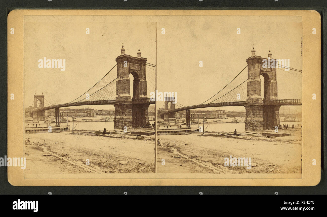 365 View of the Cincinnati and Covington suspension bridge, by C. H ...