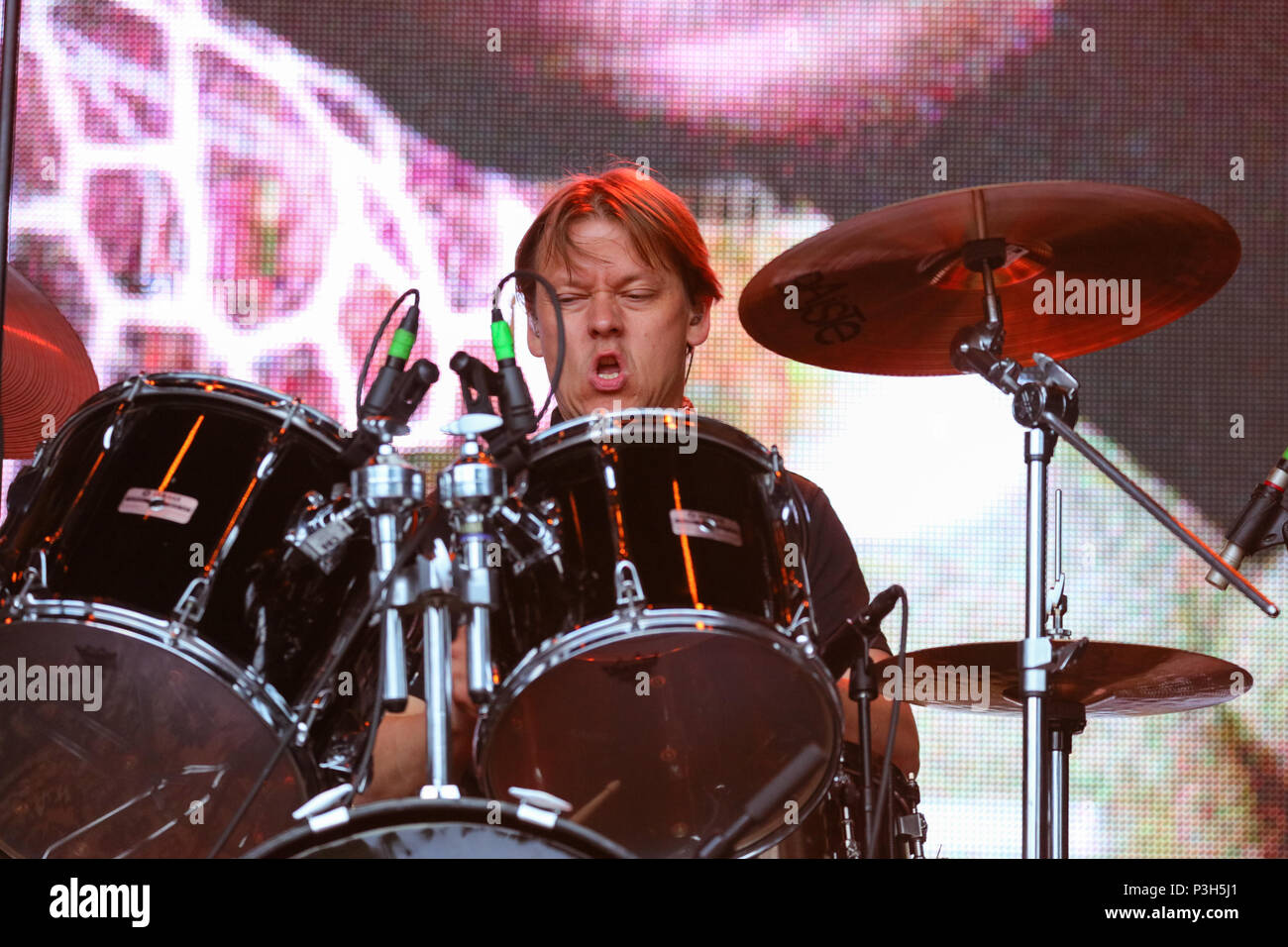 Oslo, Norway. - June 17, 2018. The Danish rock band Mew performs a live ...