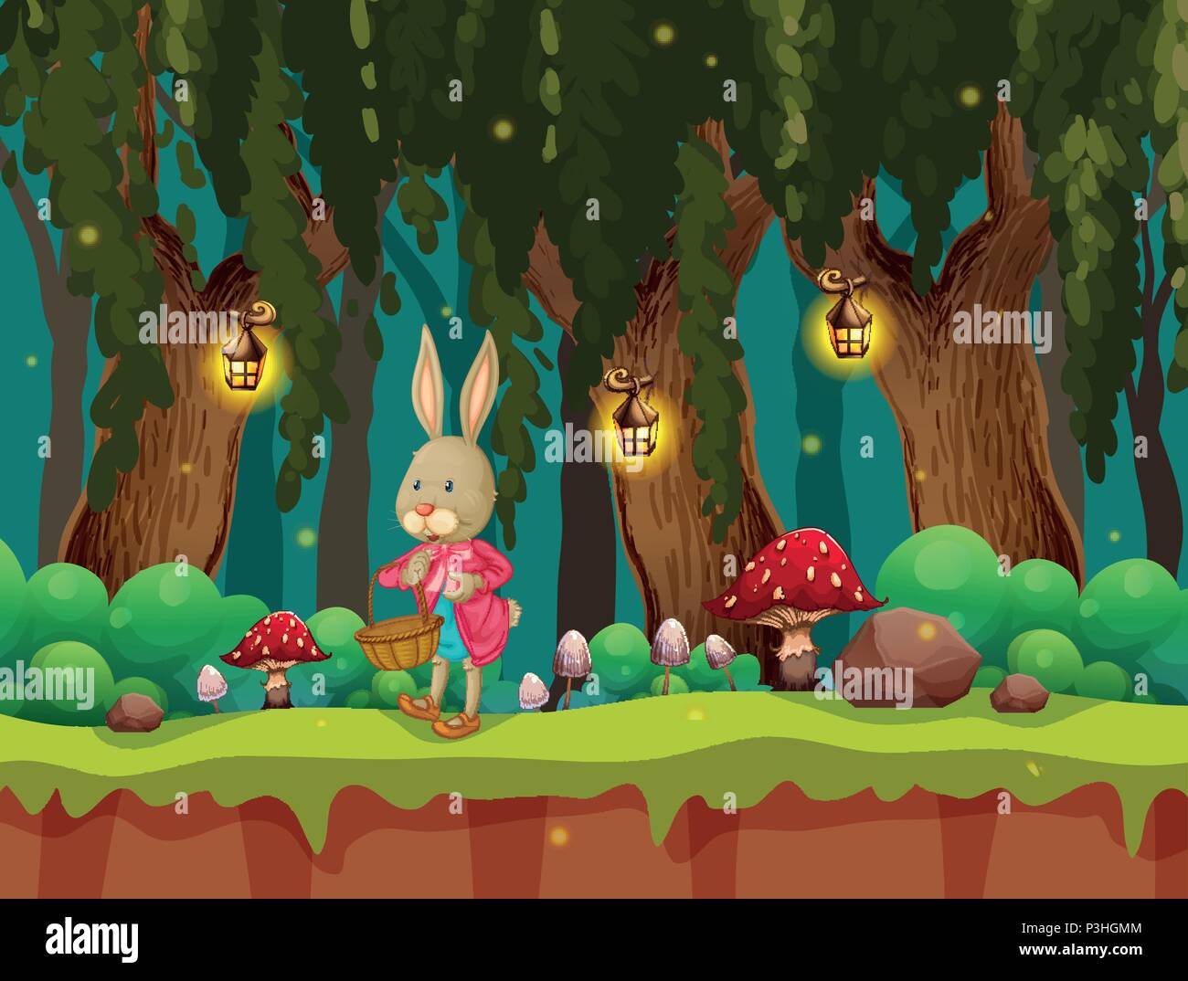 A Cute Rabbit in Forest illustration Stock Vector Image & Art - Alamy
