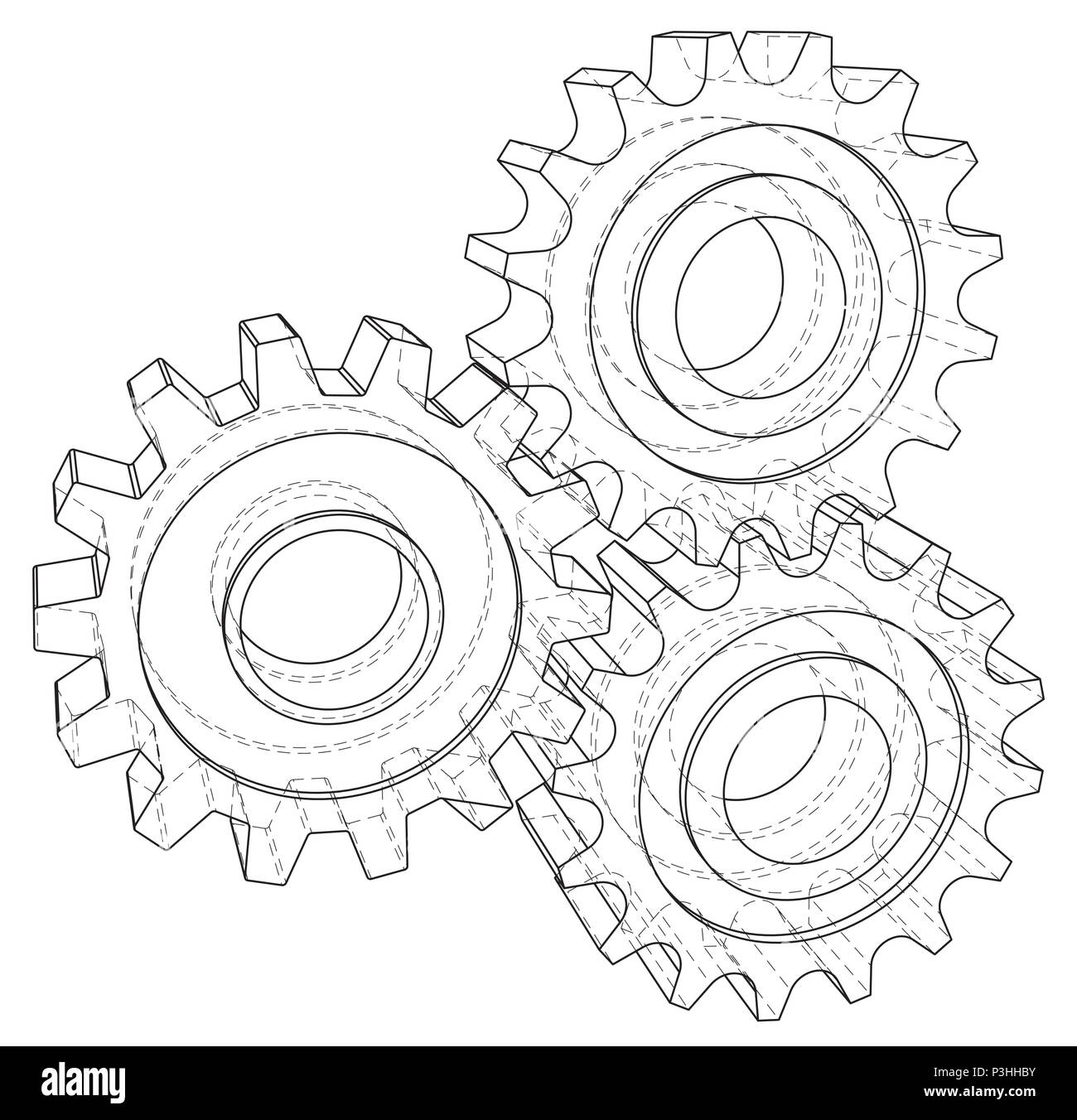 Gear Drawing 3d