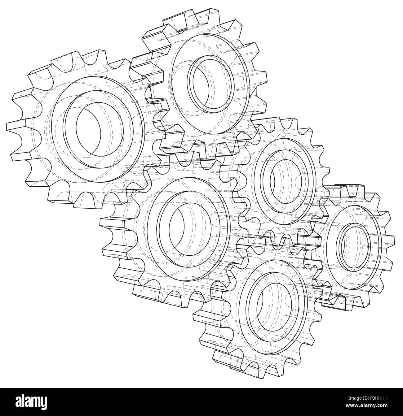 Gear Drawing 3d