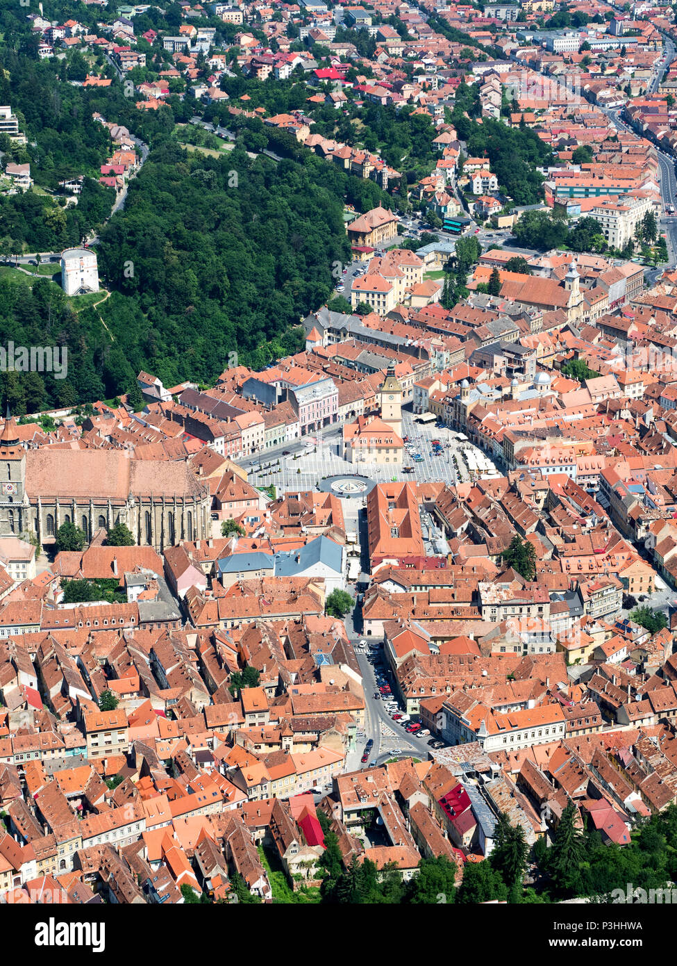 Aerial view of Brasov ( Transylvania ) , one of the most visited cities ...