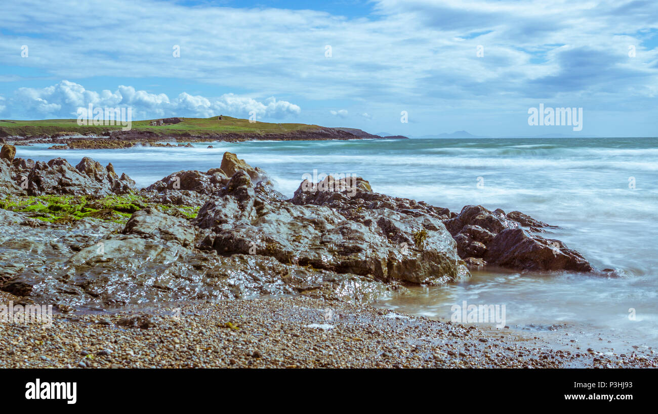 A long exposure image of the coast at Porth Nobla, Rhosneigr on the ...