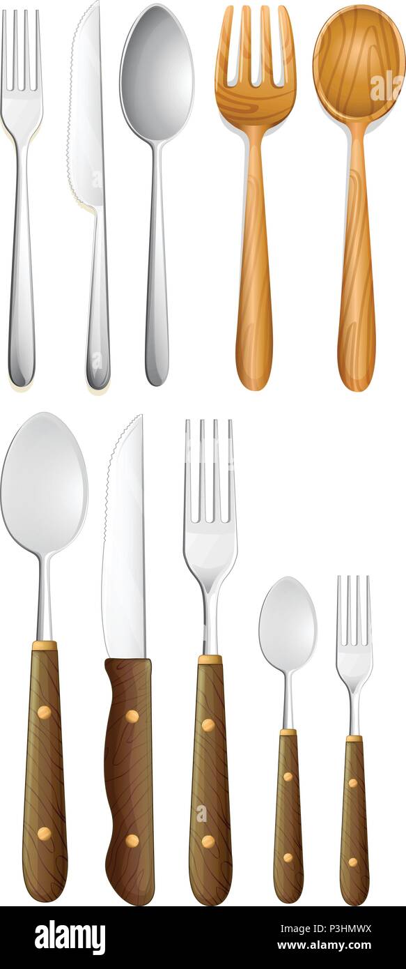 Set of Silverware on White Background illustration Stock Vector Image ...