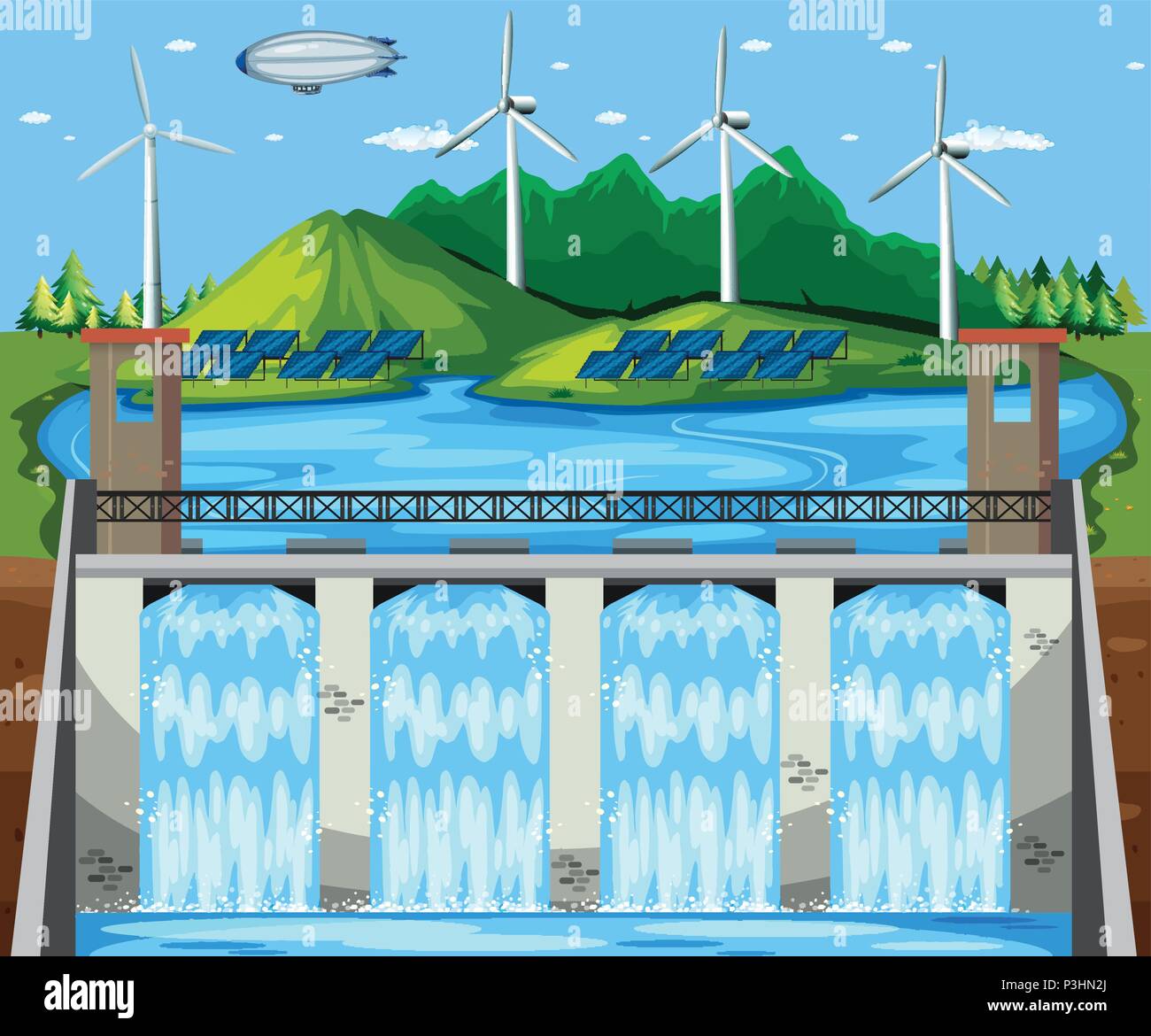 Natural Green Power Plant Scene illustration Stock Vector Image & Art ...