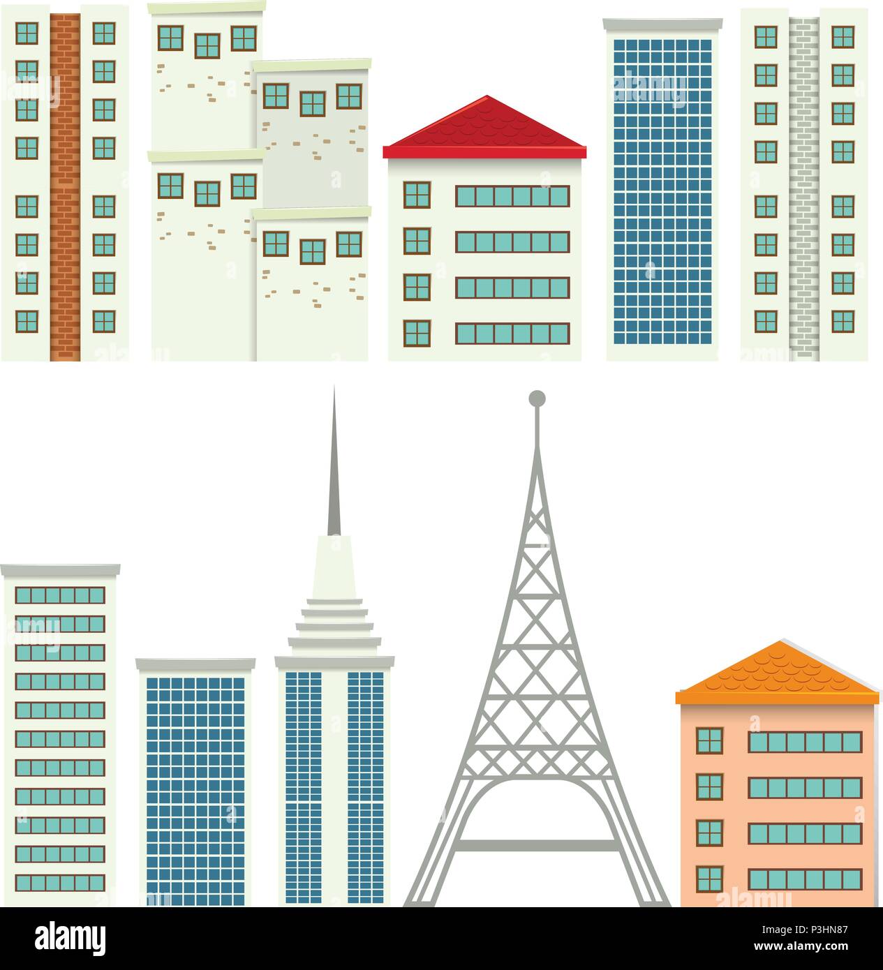 Modern Building on White Background illustration Stock Vector Image ...