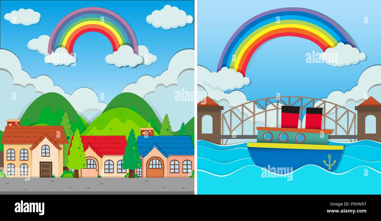 Rainbow scene Stock Vector Images - Alamy