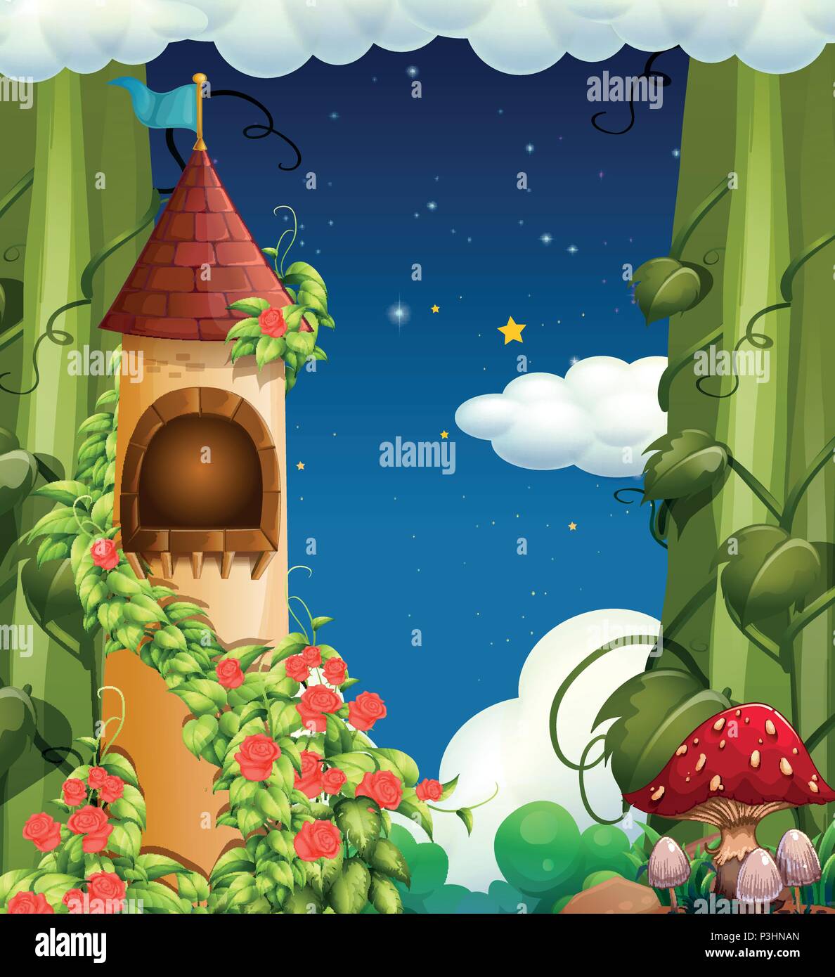 A Fairy Tale Castle§ at Night Scene illustration Stock Vector Image ...