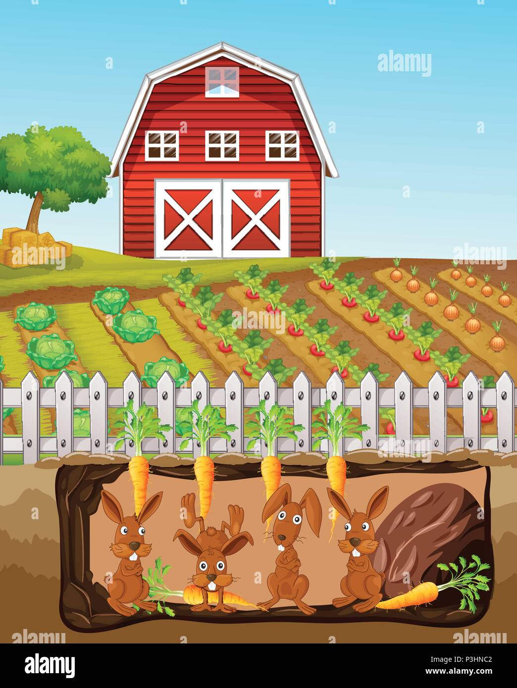 A Happy Rabbit Family at Farm illustration Stock Vector Image & Art - Alamy